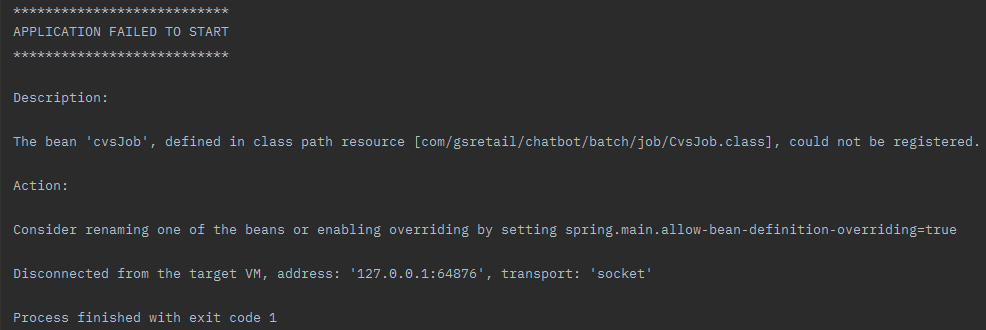 Spring Batch Spring main allow bean definition overriding 